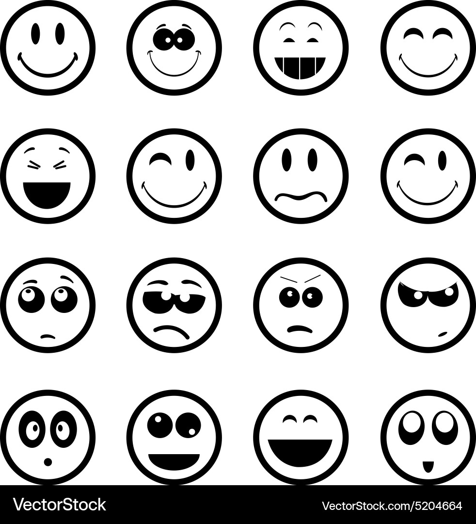 Smiley faces icons set Royalty Free Vector Image