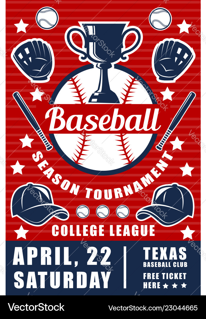 Baseball match announcement poster with trophy cup