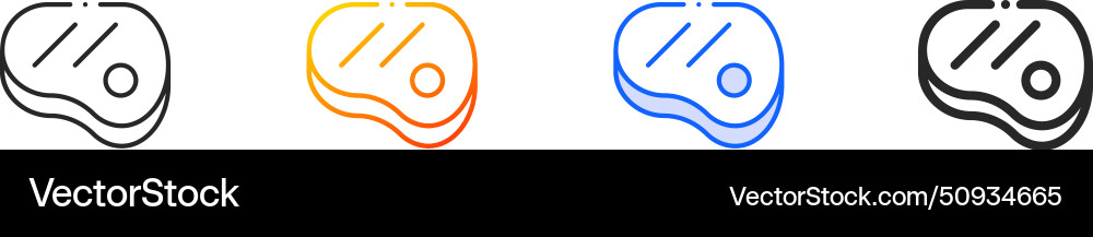 Beef steak iconthin linear gradient blue stroke Vector Image