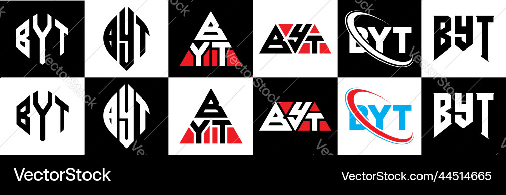 Byt letter logo design in six style polygon Vector Image