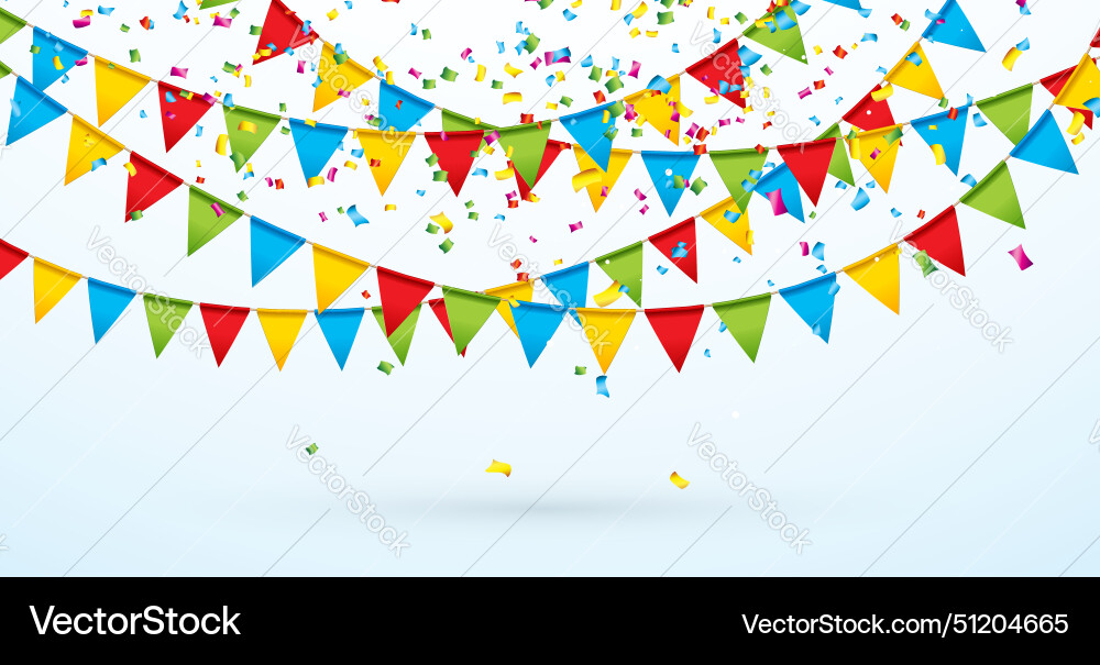 Colorful party flags garland isolated on clean Vector Image