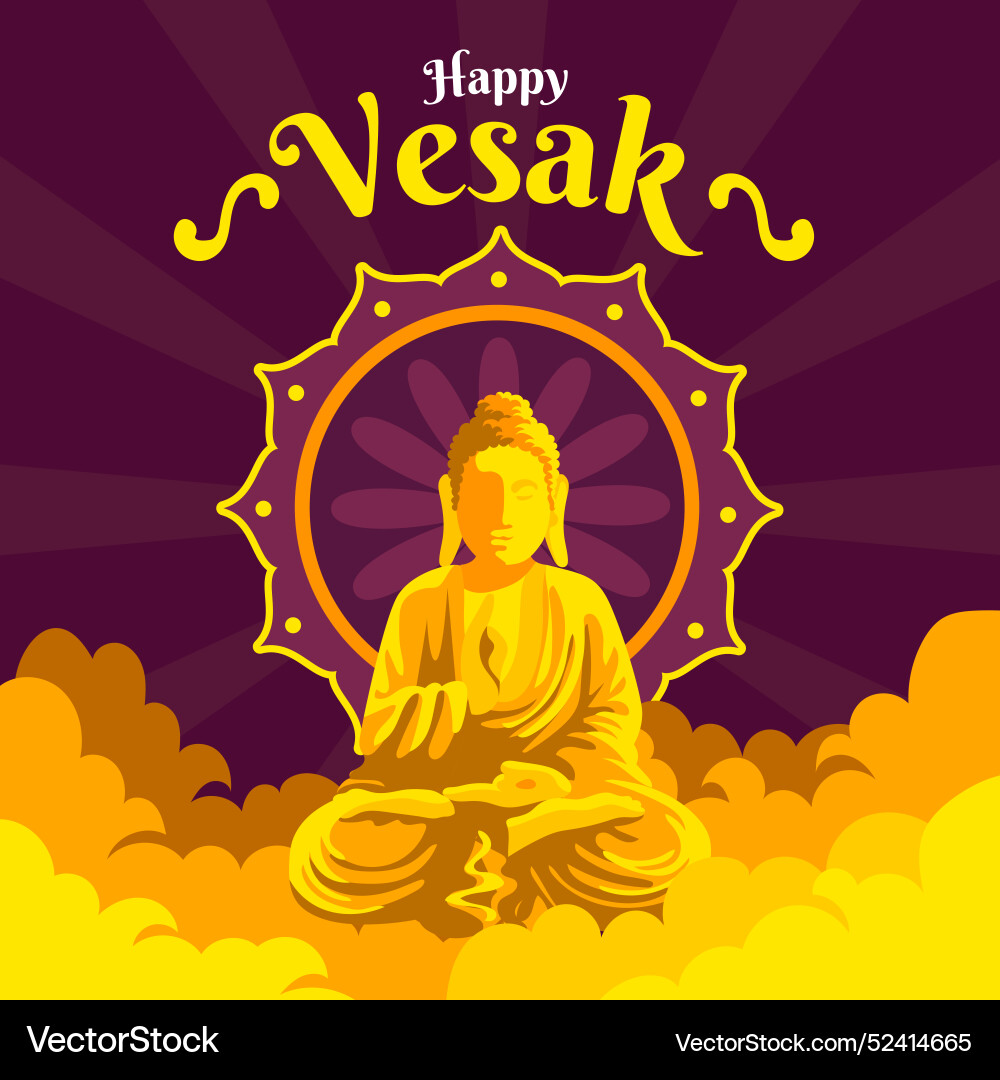 Flat vesak concept Royalty Free Vector Image - VectorStock