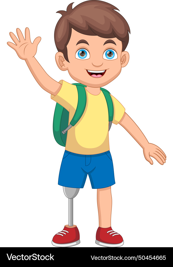 Happy boy with a prosthetic leg Royalty Free Vector Image