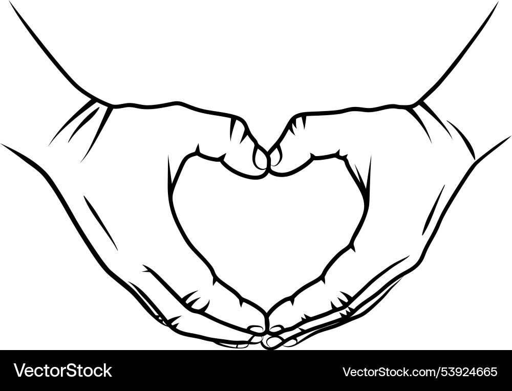 Heart Hand Line Art Royalty Free Vector Image - VectorStock