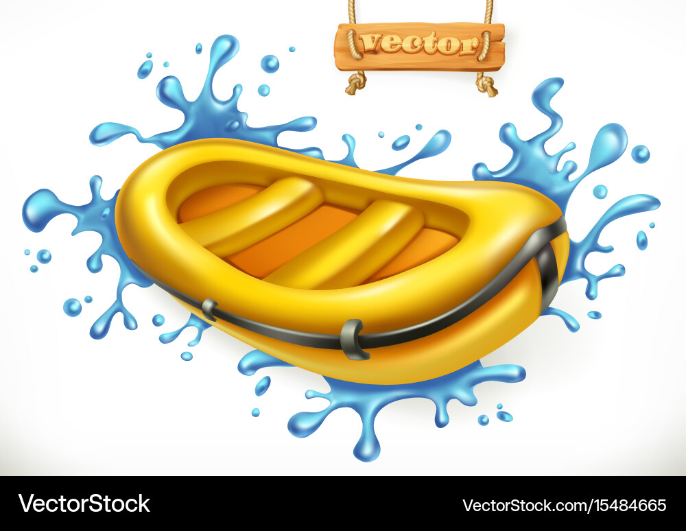 Inflatable boat white water rafting 3d icon Vector Image