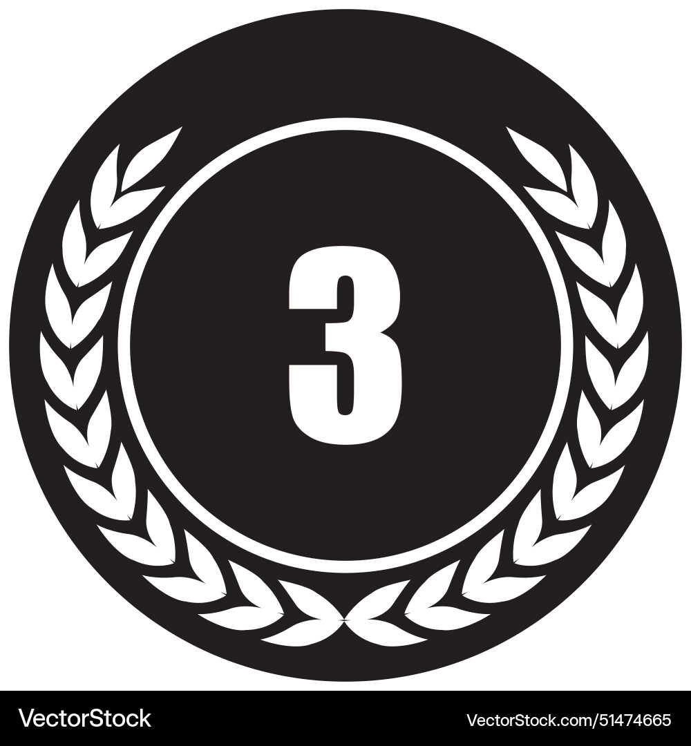 Medal 3rd award black prize challenge Royalty Free Vector