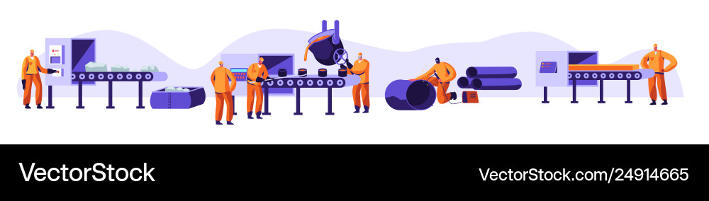 Metallurgy industry set resource mining smelting Vector Image