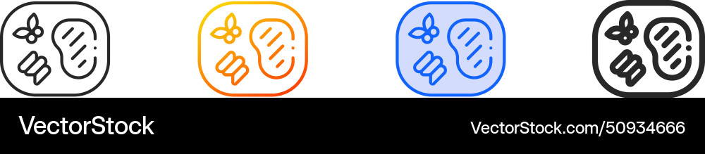Beef iconthin linear gradient blue stroke Vector Image