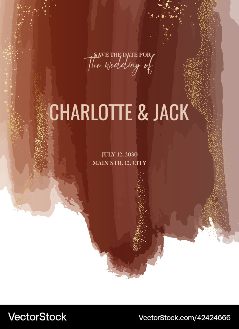 Brown watercolor background wedding invitation Vector Image
