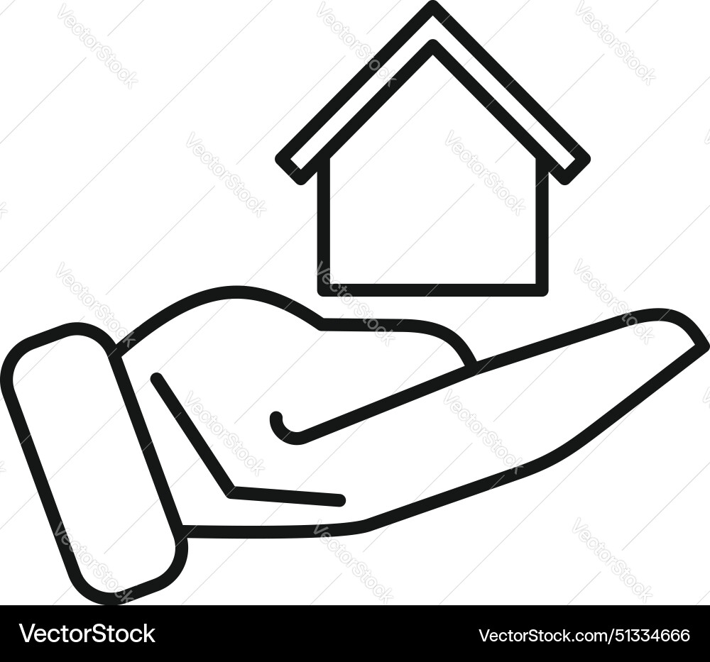 Hand offering house outline icon Royalty Free Vector Image