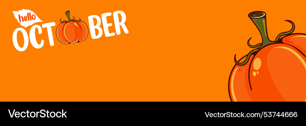 Hello october banner with text and pumpkins Vector Image