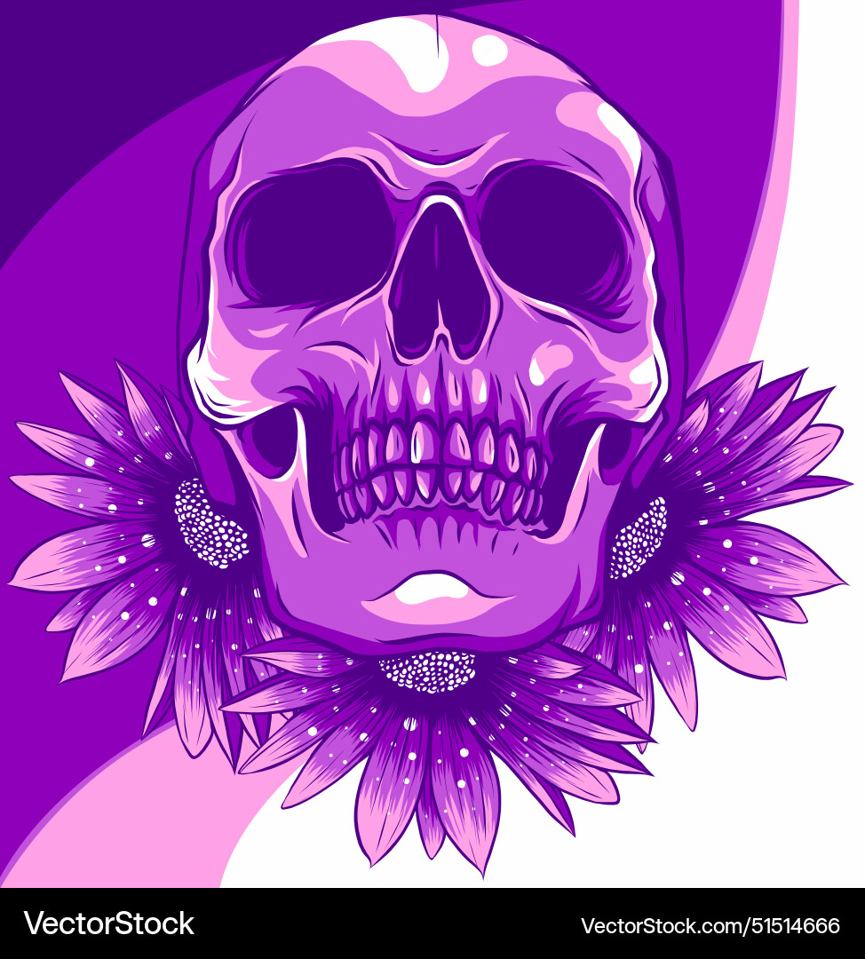 Human skull and flower Royalty Free Vector Image