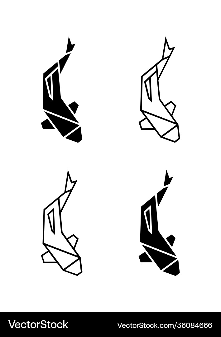 Japanese Koi Fish Icons - Elegant Collection Vector Image