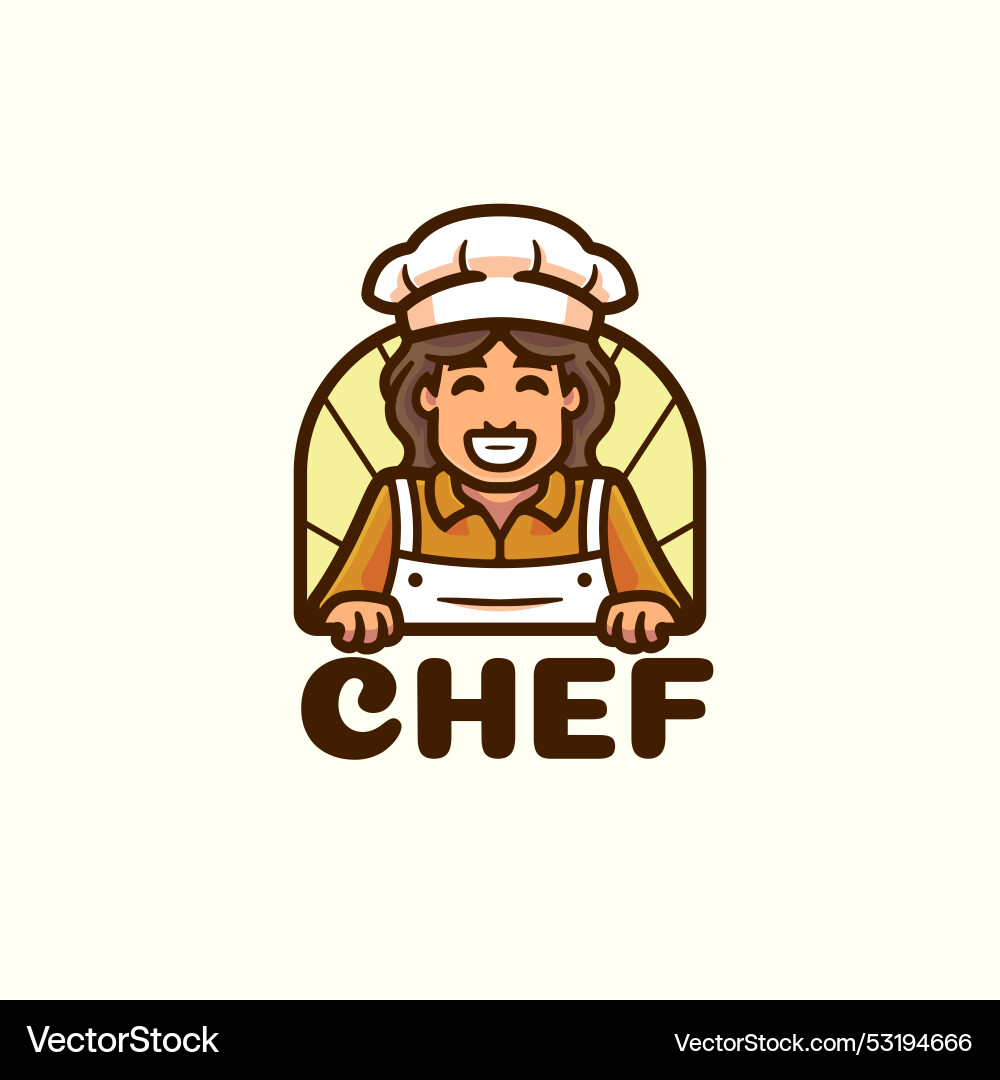 Logo girl chef character Royalty Free Vector Image