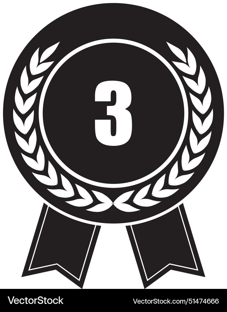 Medal 3rd award black prize challenge Royalty Free Vector