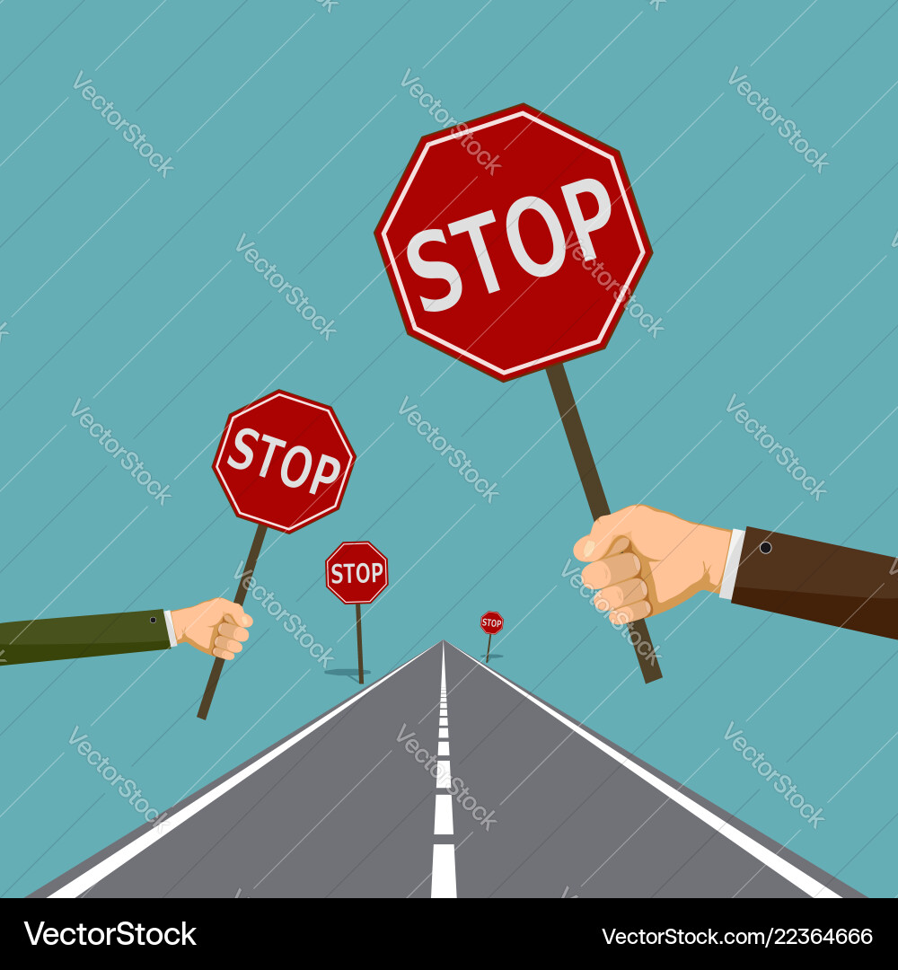 Road signs stop Royalty Free Vector Image - VectorStock