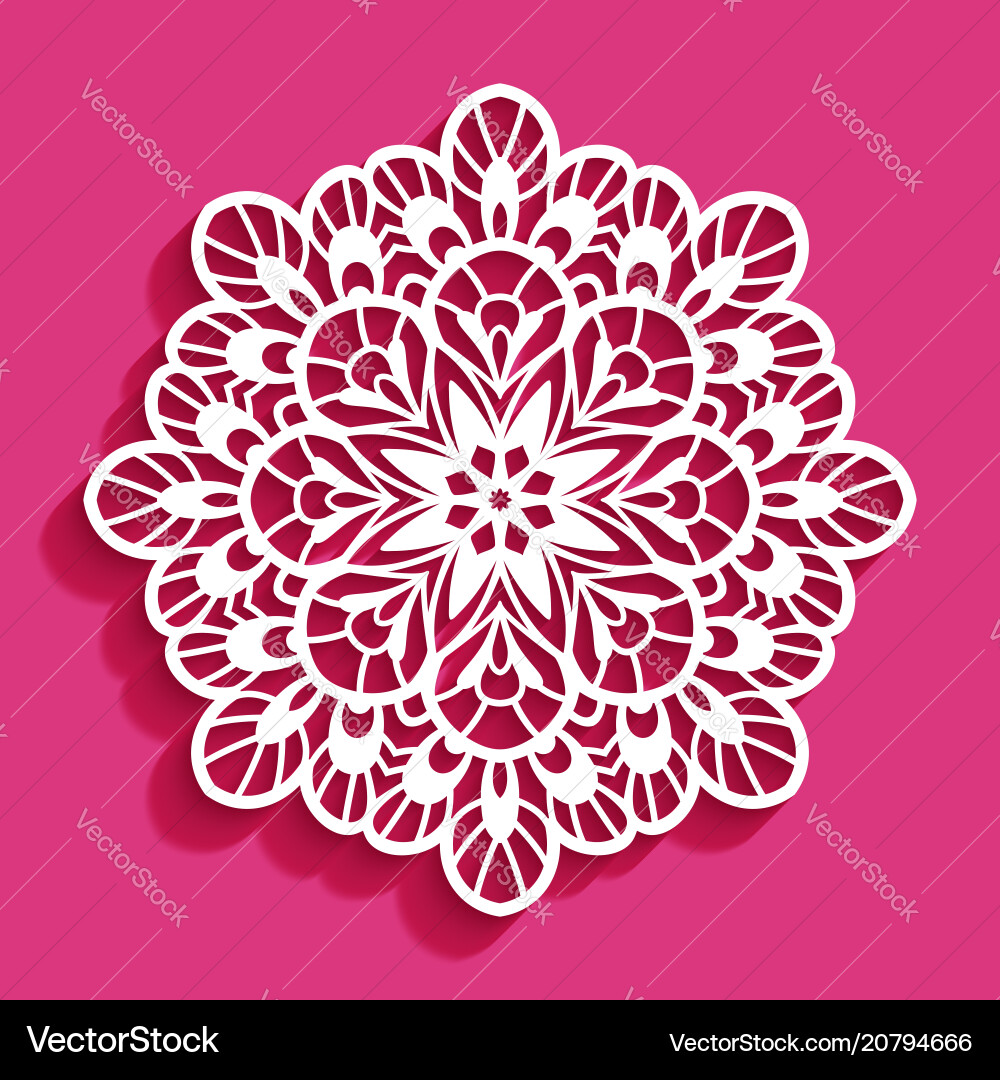 Round lace doily cutout paper pattern Royalty Free Vector