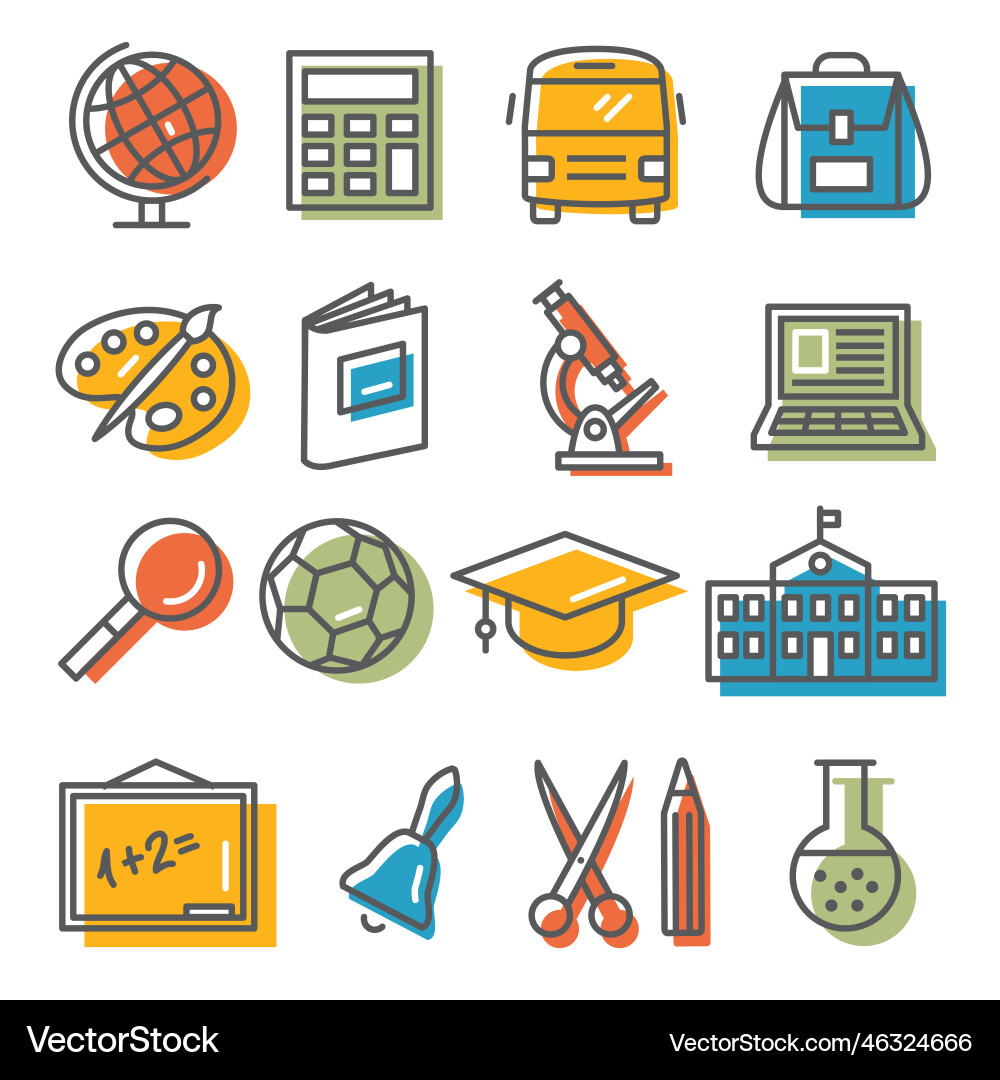 School & Education Icon Set Royalty Free Vector Image