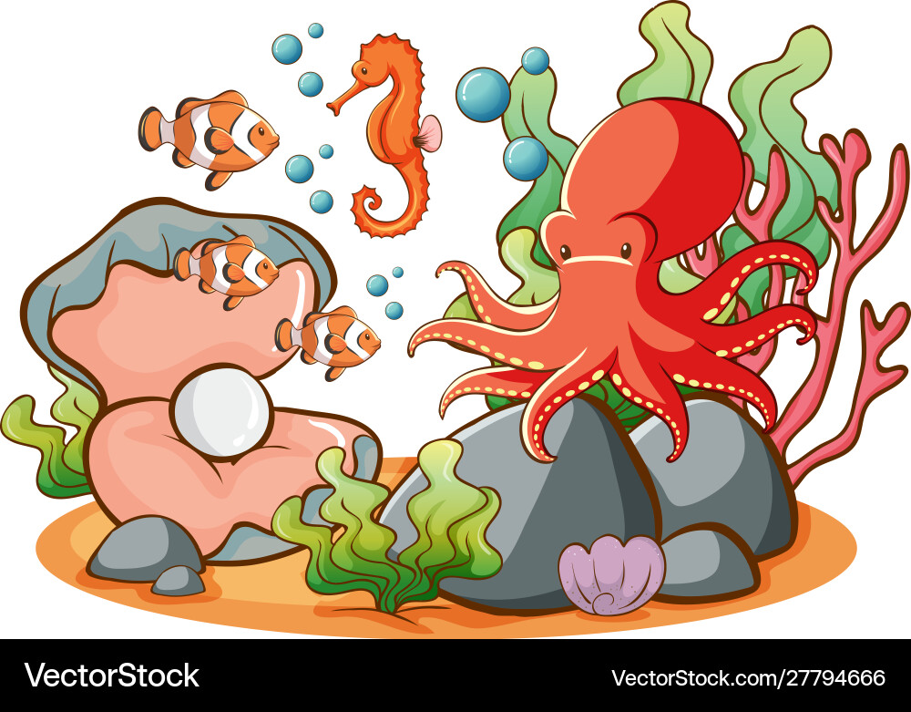 Sea animals on white background Royalty Free Vector Image
