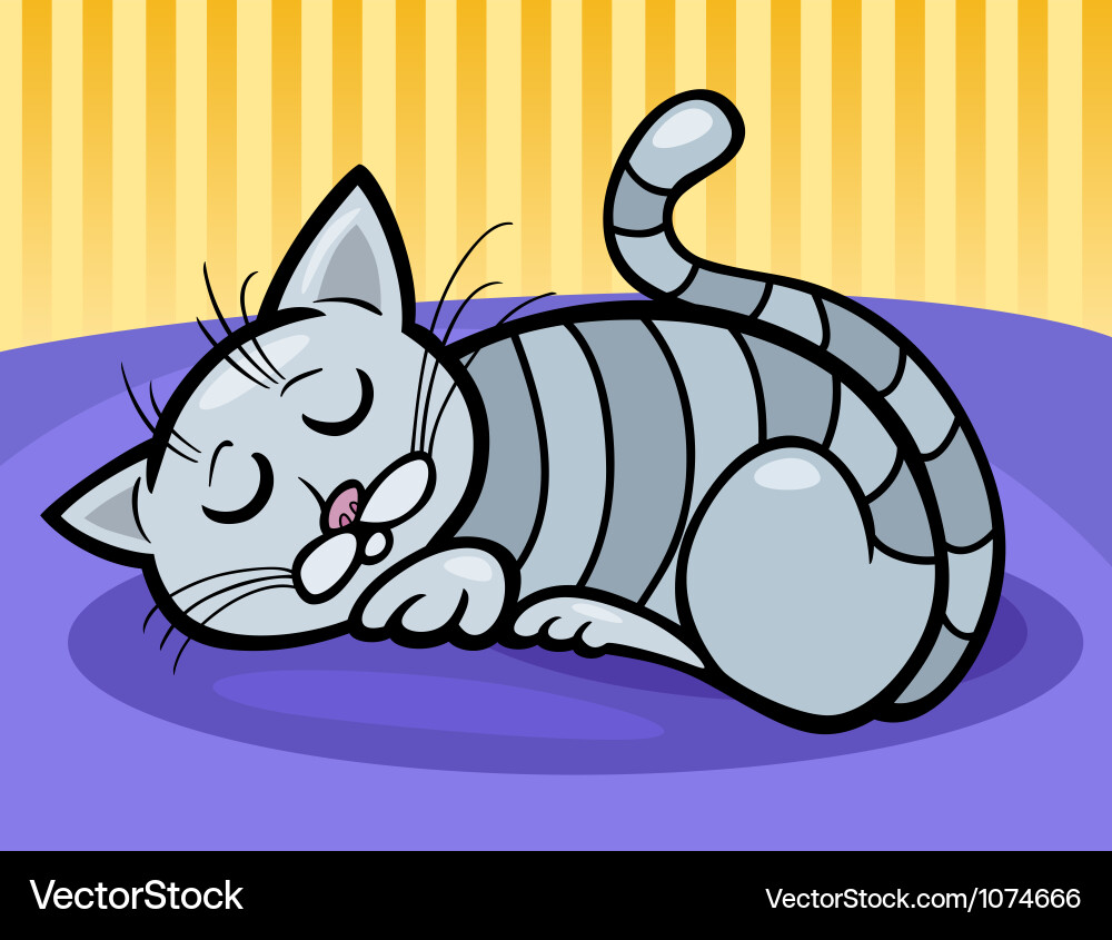 Sleeping cat cartoon Royalty Free Vector Image