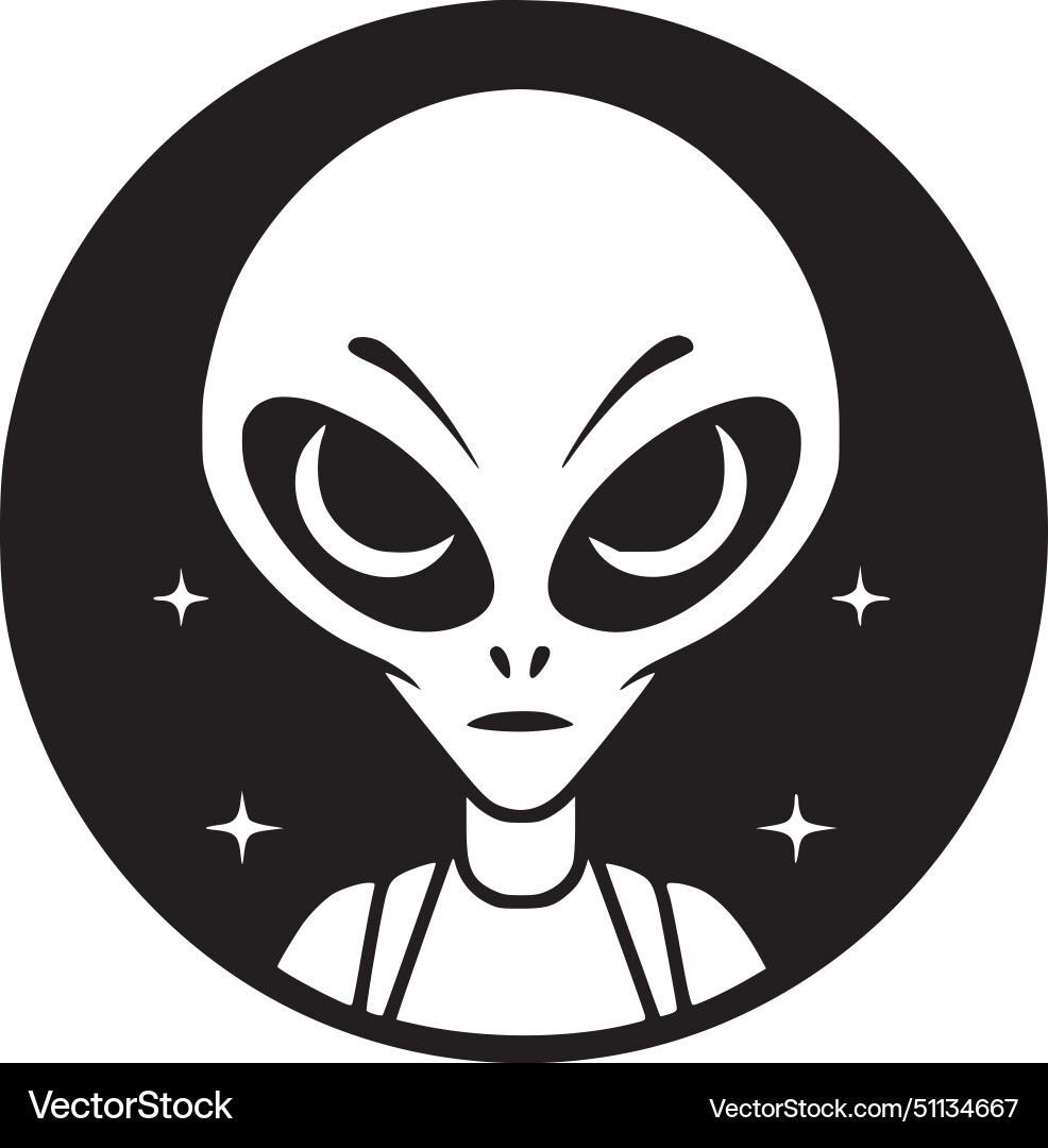 Alien - black and white isolated icon Royalty Free Vector