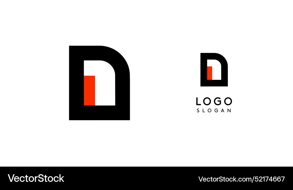 Bauhaus flat unique letter d color logo Royalty Free Vector
