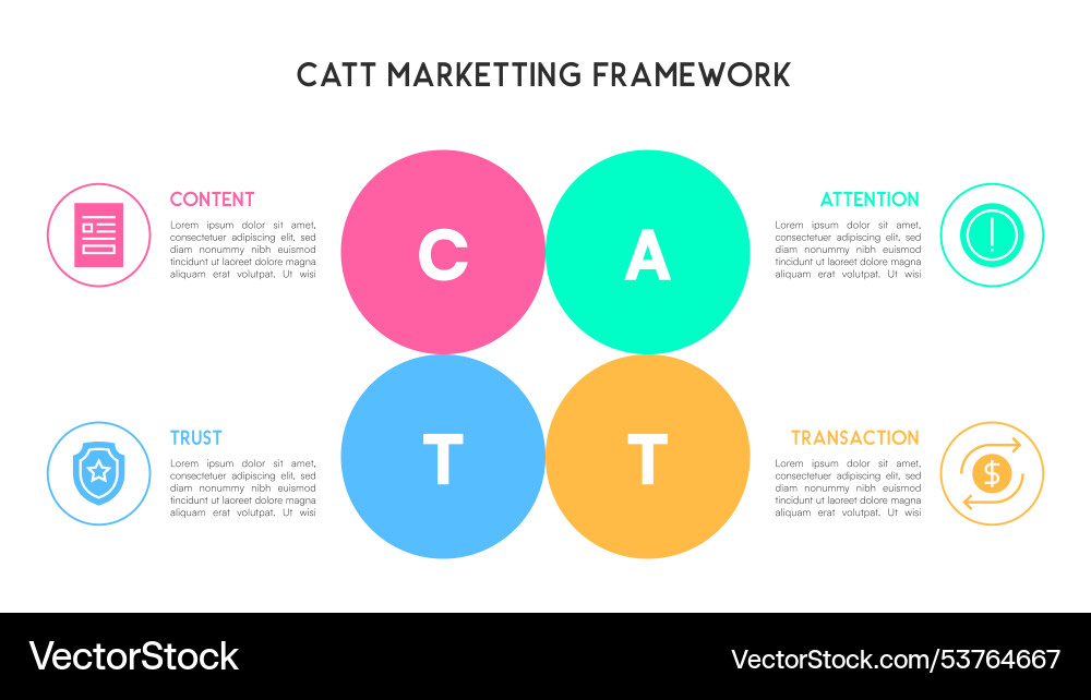 Colorful catt marketing framework infographic Vector Image