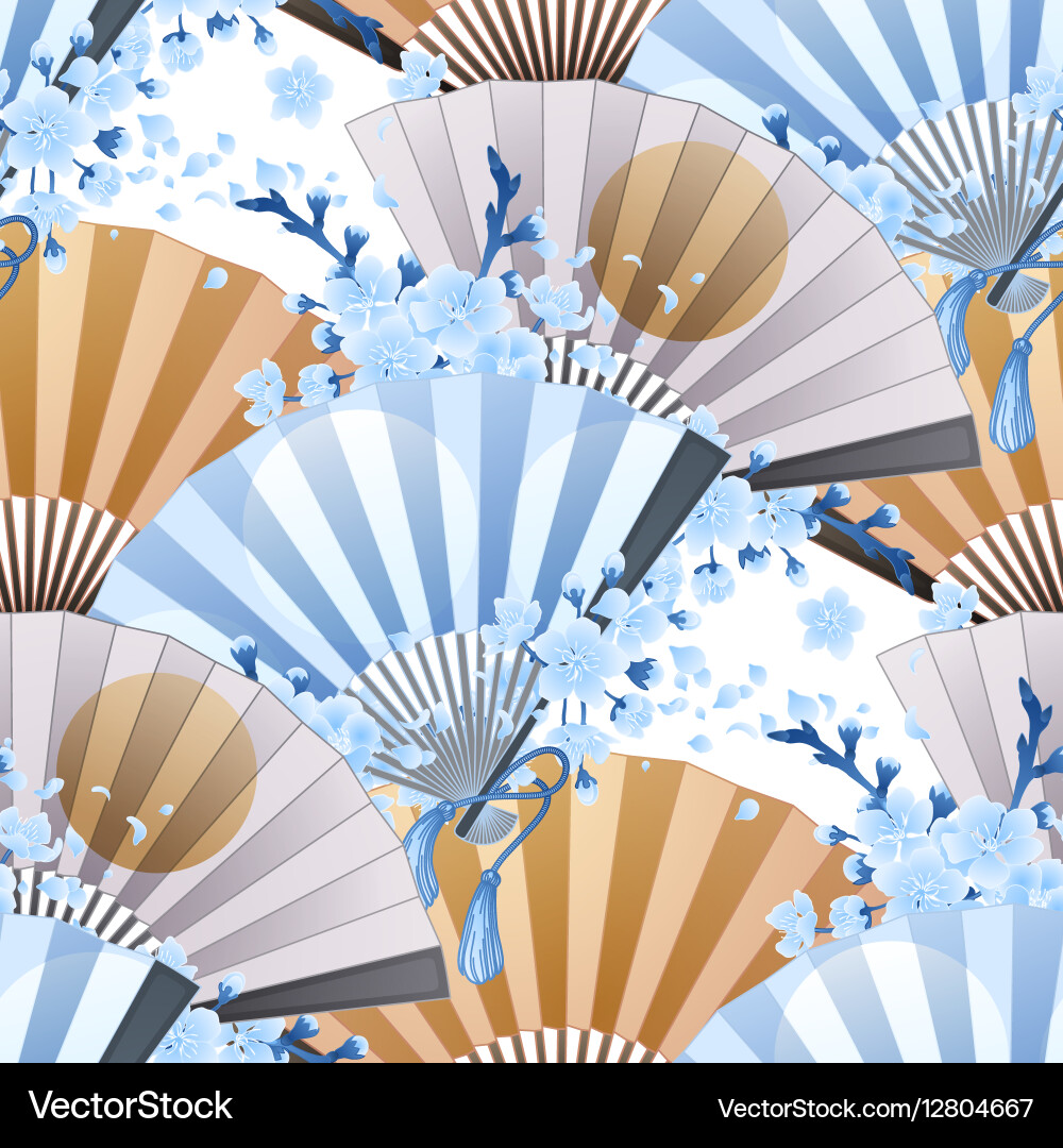 Fan with floral decoration Royalty Free Vector Image