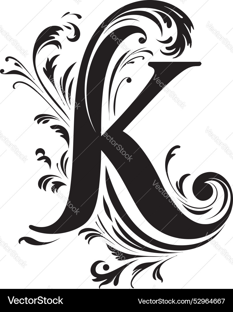 Kaleidoscopic symphony vibrant font k Royalty Free Vector