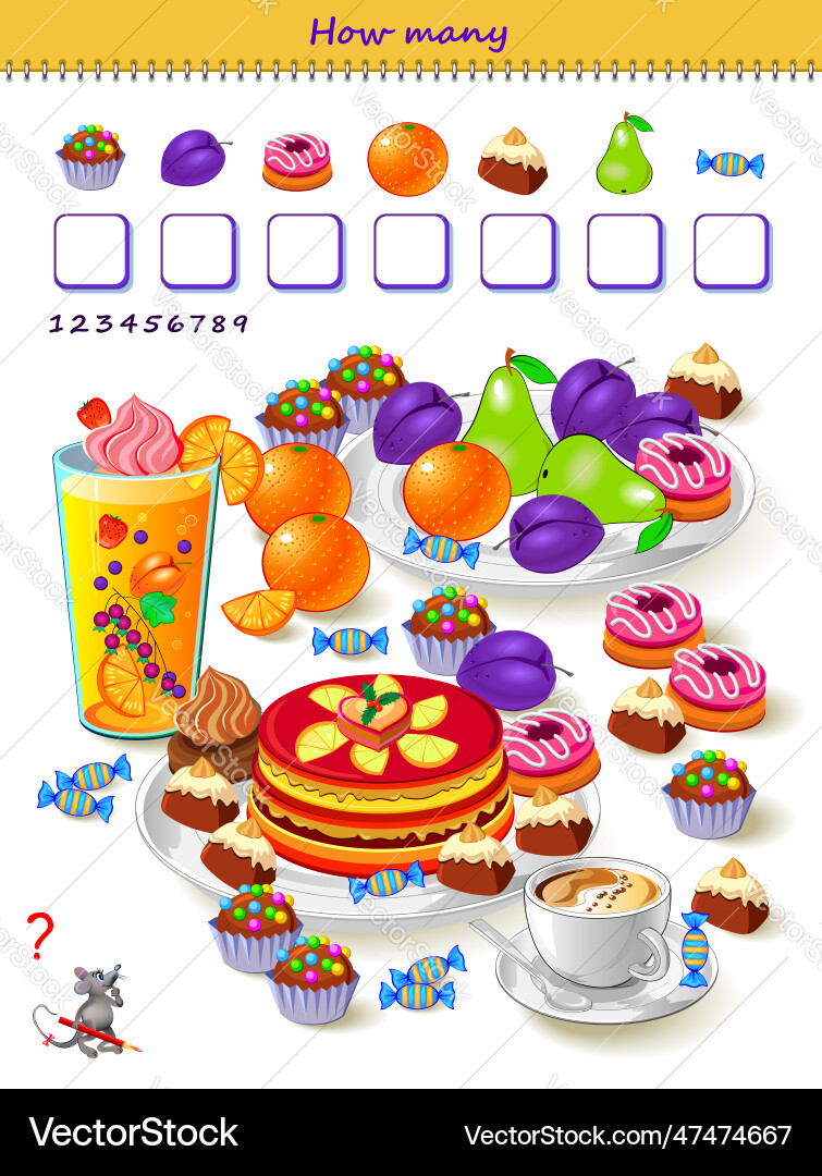 Kids Counting Sweet Treats Puzzle Royalty Free Vector Image