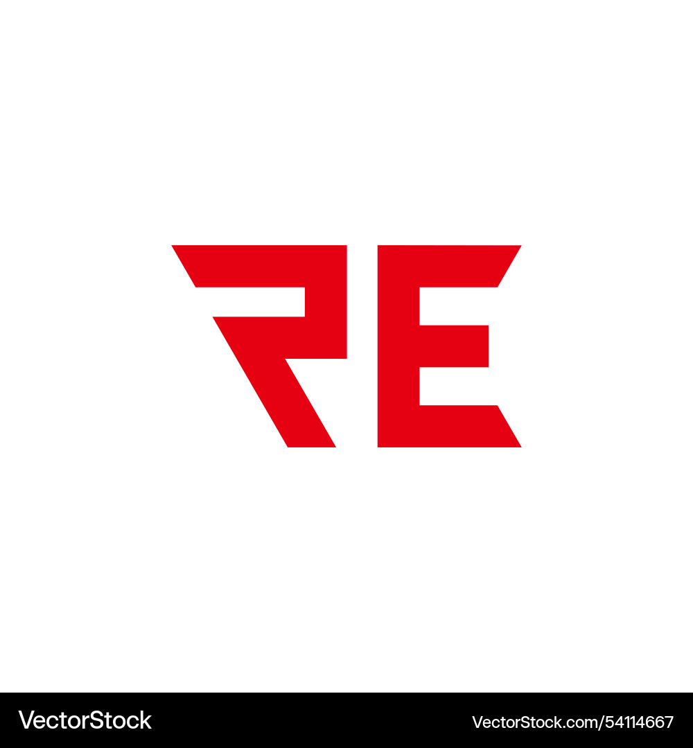 Letters re simple red geometric line font logo Vector Image