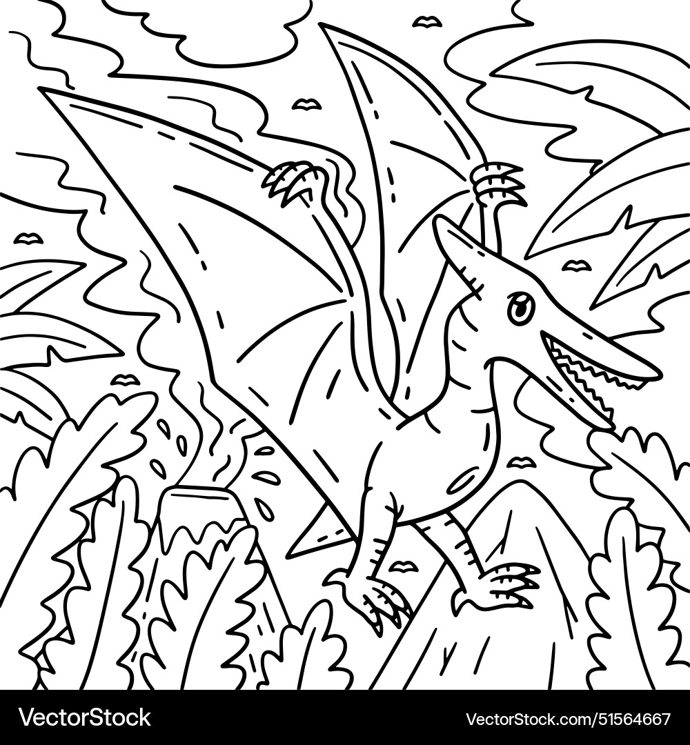 Pteranodon Dinosaur Coloring Pages Dinosaurs Flying Drawing Kids ...