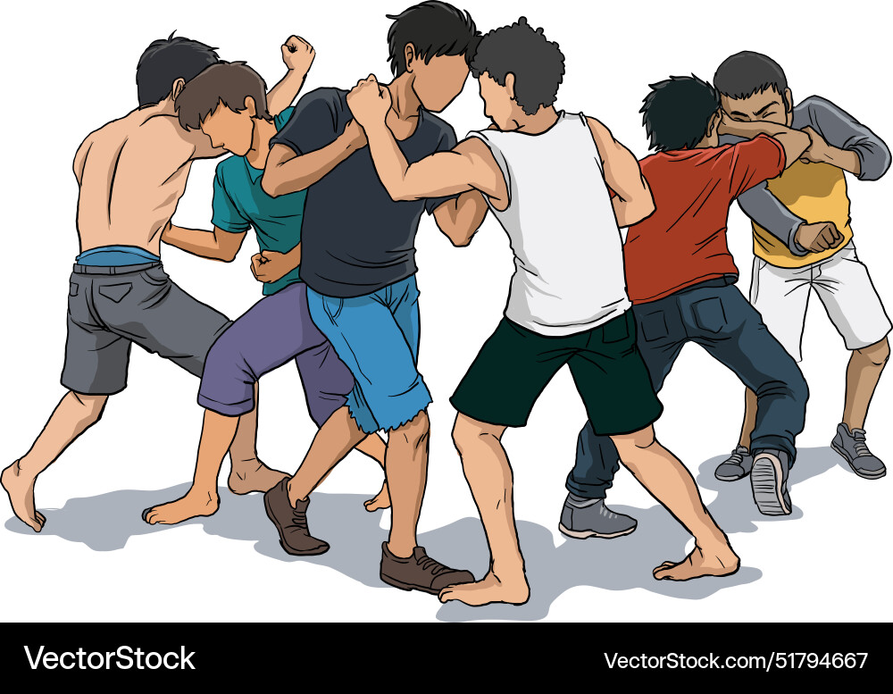 Public brawl mass Royalty Free Vector Image - VectorStock