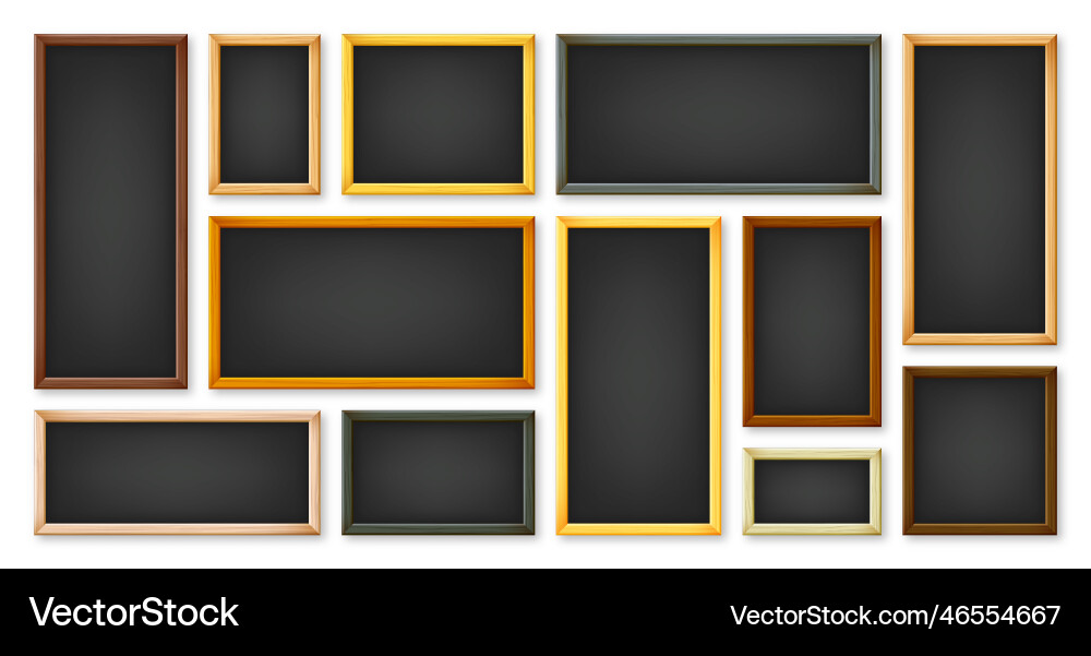 Realistic various chalkboards in a wooden frame Vector Image