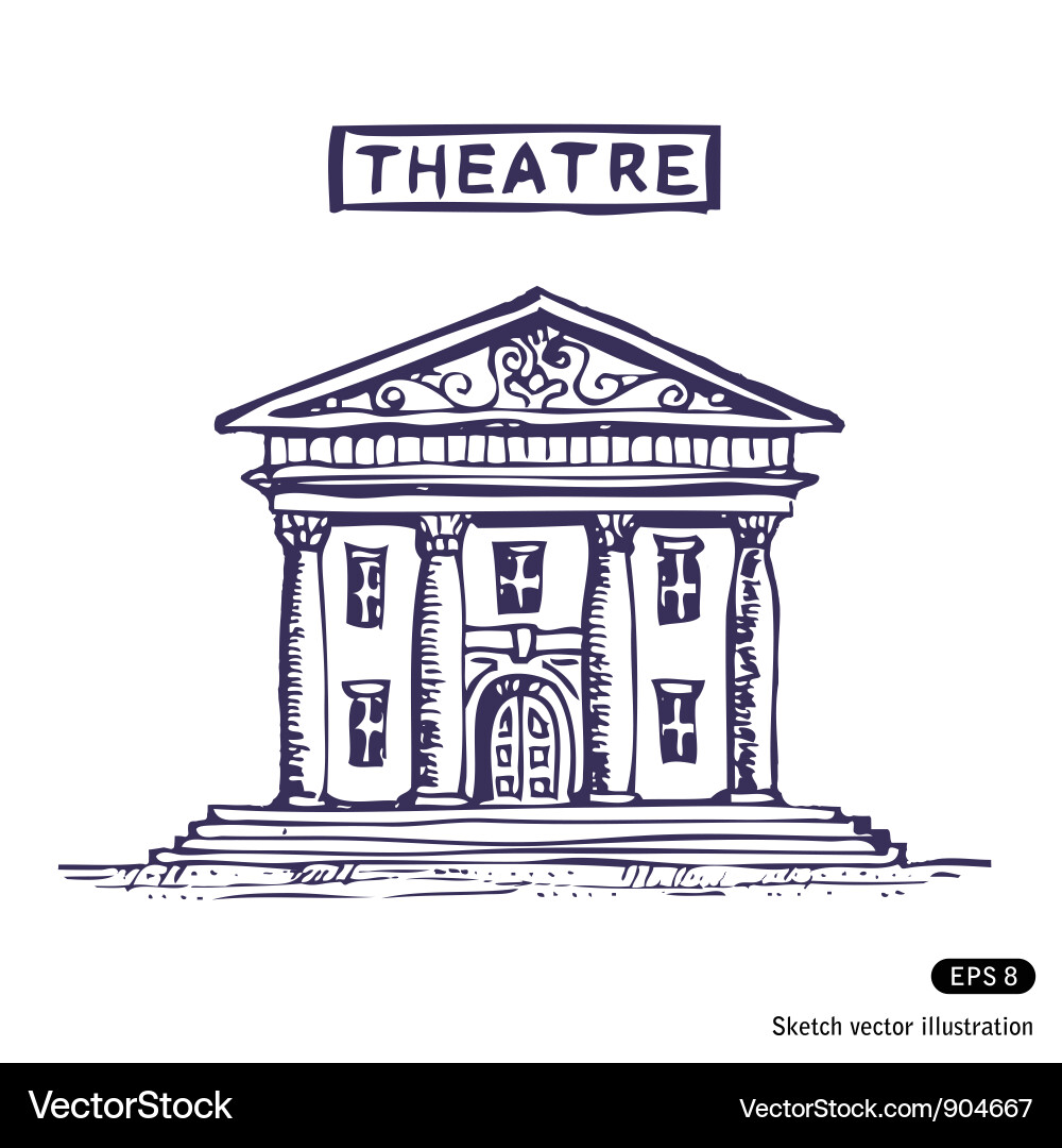 Theatre building Royalty Free Vector Image - VectorStock