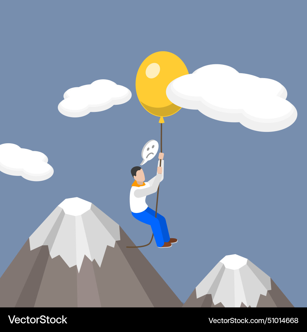 3d isometric flat of courage Royalty Free Vector Image