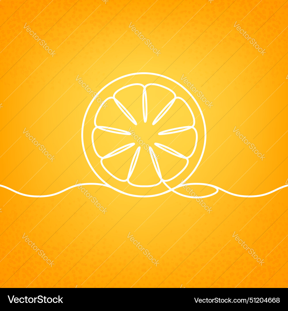 Continuous one line drawing of an orange slice Vector Image