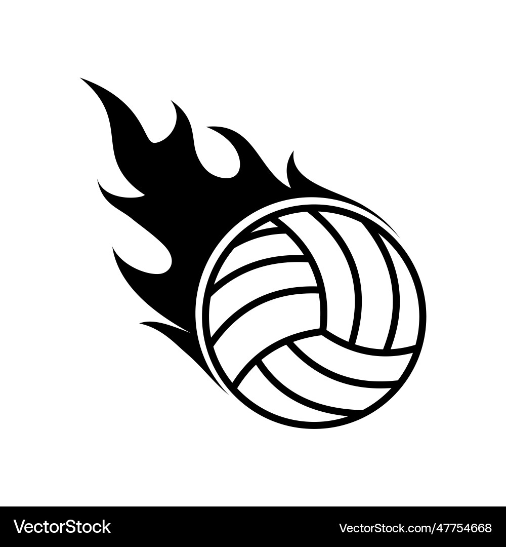 Fire volley ball flat style logo Royalty Free Vector Image