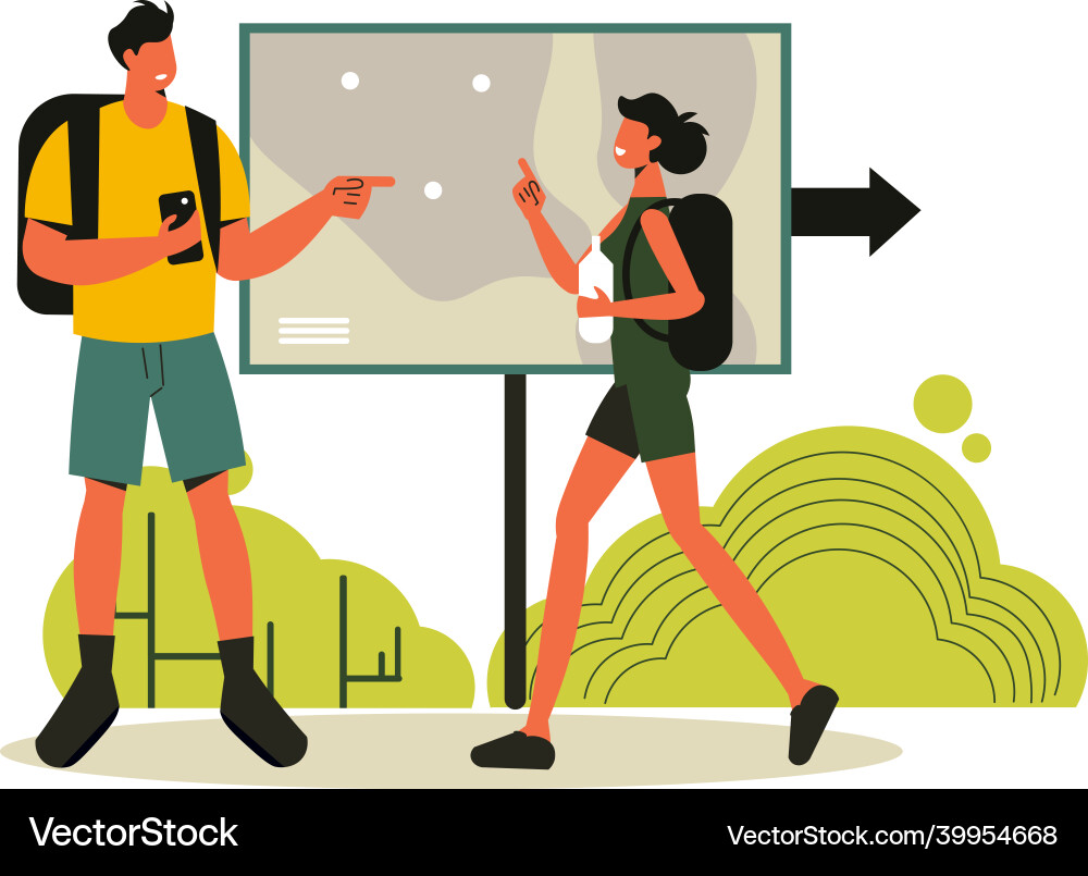 Hiking adventure map composition Royalty Free Vector Image