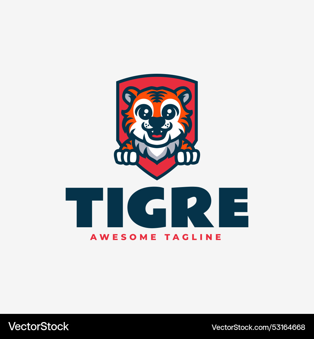 Logo tiger mascot cartoon style Royalty Free Vector Image