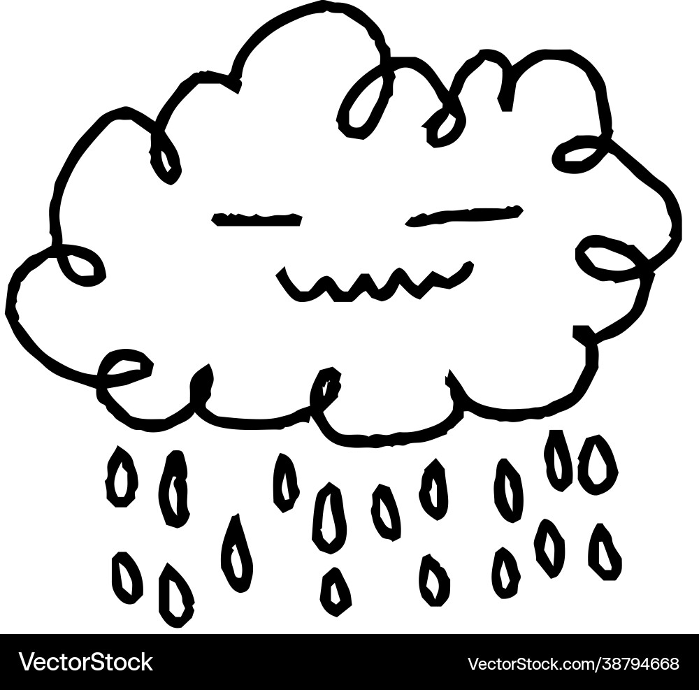 Monochrome graffiti rain clouds that children Vector Image