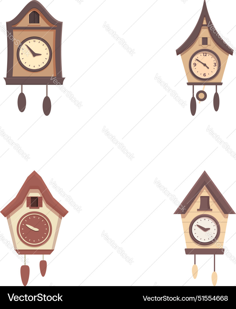 Set of vintage cuckoo clocks Royalty Free Vector Image