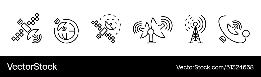 Wireless satellite technology icon set Royalty Free Vector