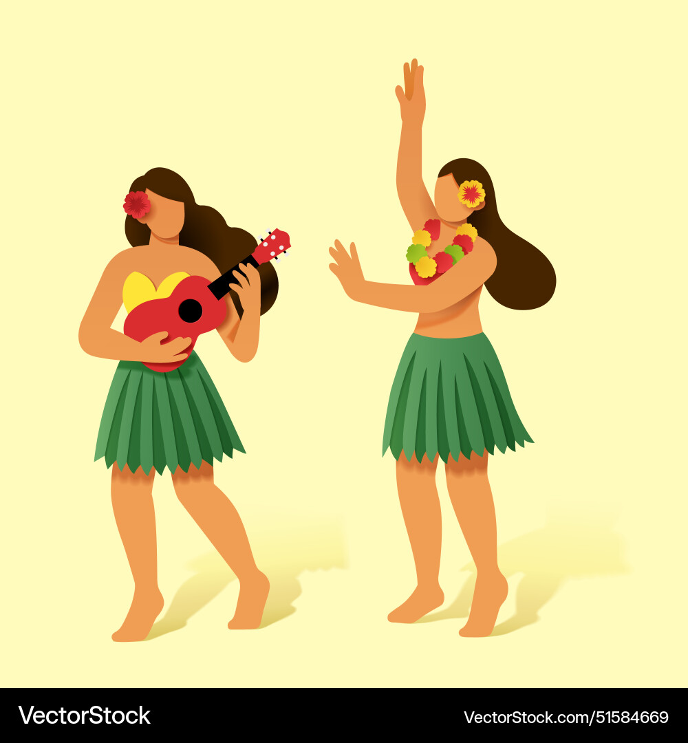 3d hula dancers element set Royalty Free Vector Image
