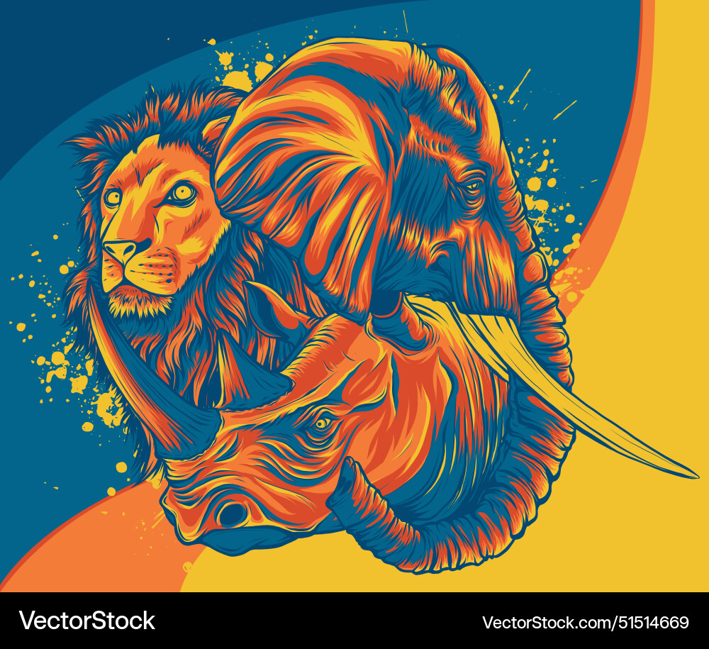 Africa animals head Royalty Free Vector Image - VectorStock