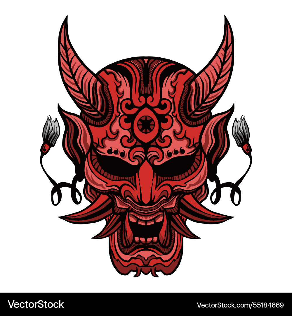 Authentic red oni artwork Royalty Free Vector Image