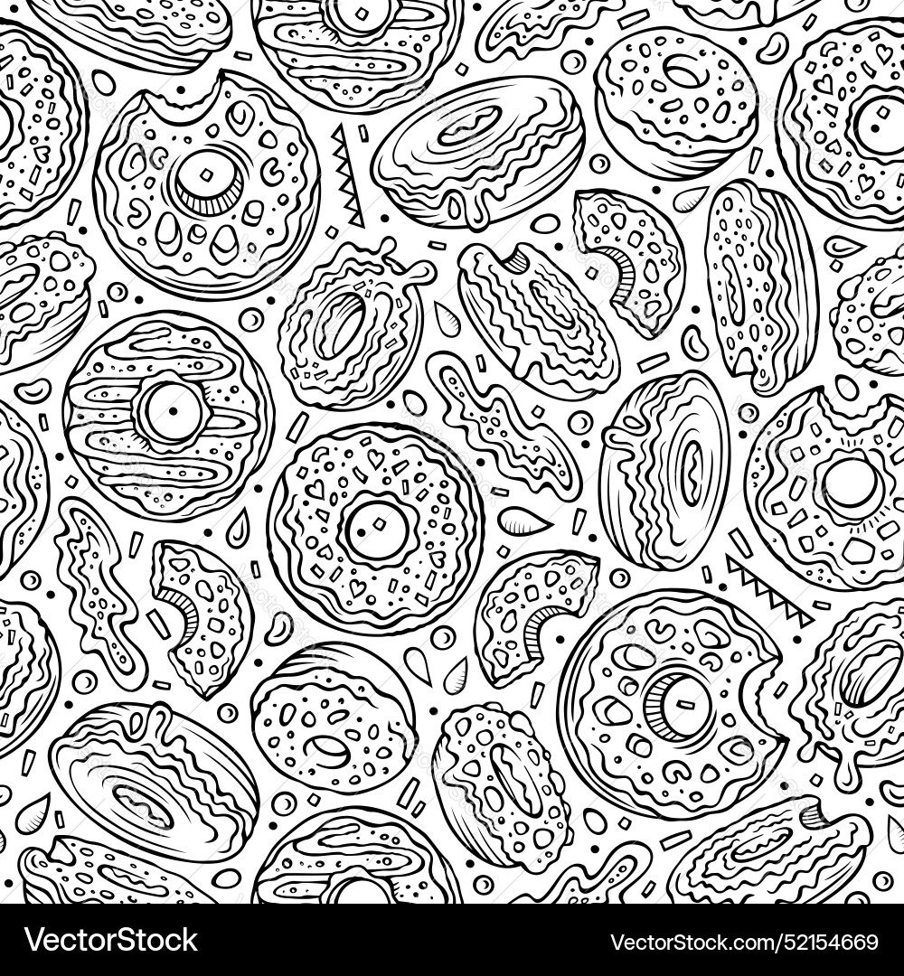 Cartoon cute doodles donuts seamless pattern Vector Image