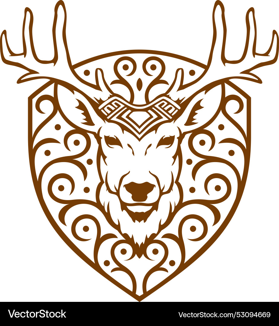 Classic decorative deer shield vol 1 Royalty Free Vector