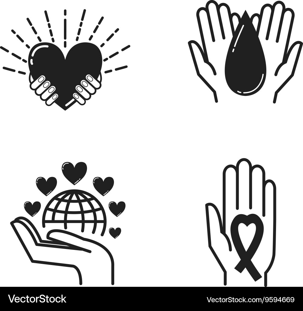 Donate Hand - Heart & Care Royalty Free Vector Image