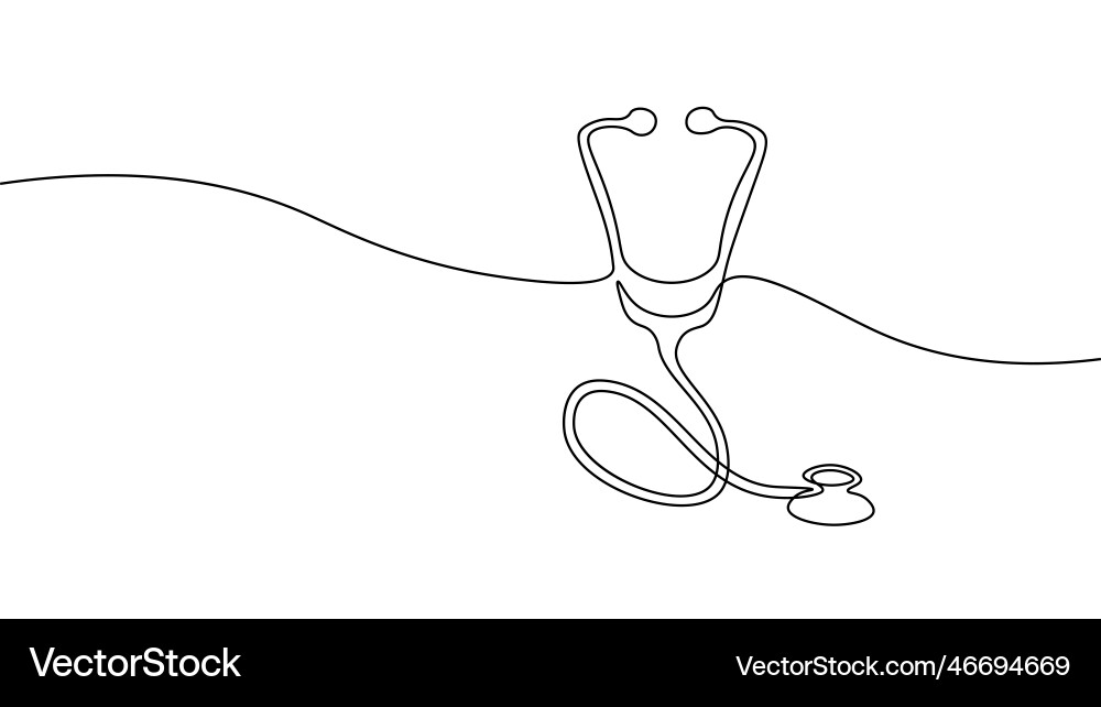 Medicine stethoscope single continuous line art Vector Image